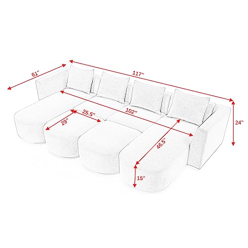 Free Combination Upholstered Reversible Modular Sectional Sofa,Rearrangeable U-Shaped Corner Cloud Deep Sleeper Sofá Bed with 2 Single Seats, Chaises and Ottomans for Living Room Office Furniture Set