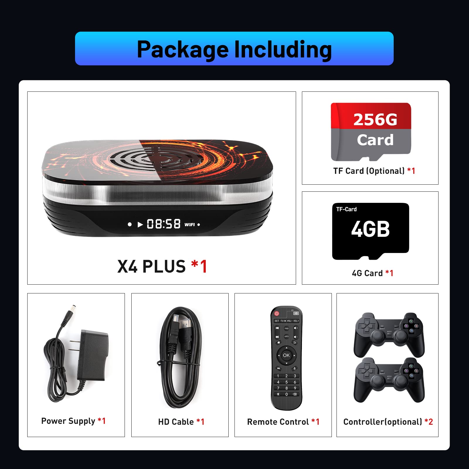 Kinhank Super Console X4 Plus video Game Console with 90000+Games, EmuELEC 4.6/Android 11.0/CoreE,Retro Game Console Compatible with Most Emulators,S905x4,8K UHD Display