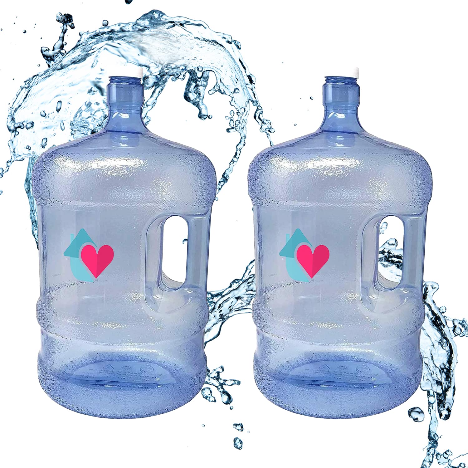 LavoHome 5 Gallon Water Bottle With Screw Cap, Reusable 5 Gallon Water Container With Easy Grip Handle, BPA Free Water Jug for Home or Camping, 5 Gallon Water Storage Containers, Set of 4