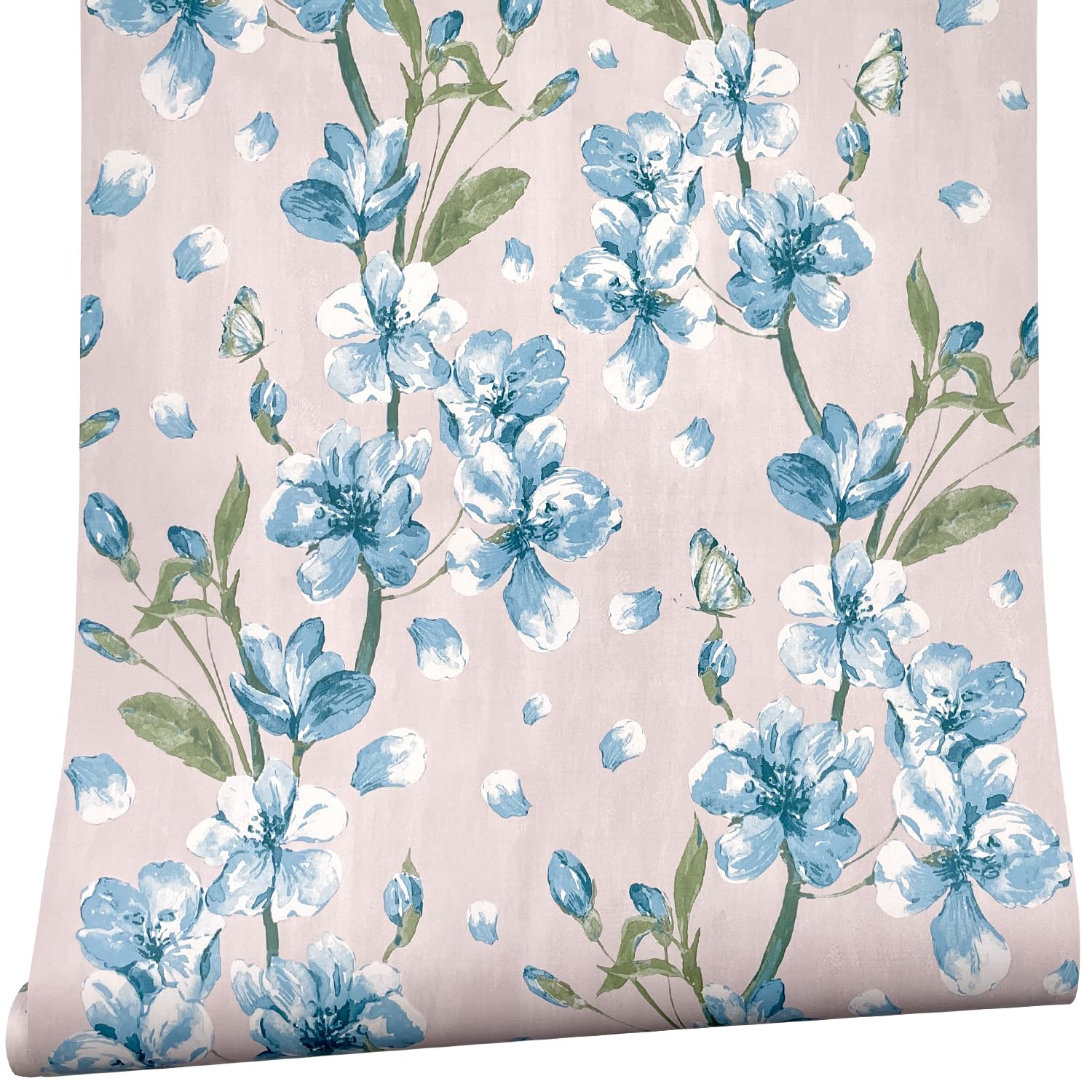 Yifasy Shelf Liner Blue Orchid Self-Adhesive Drawer Paper Furniture Sticker Decorative Flowers 118x17.7 Inch