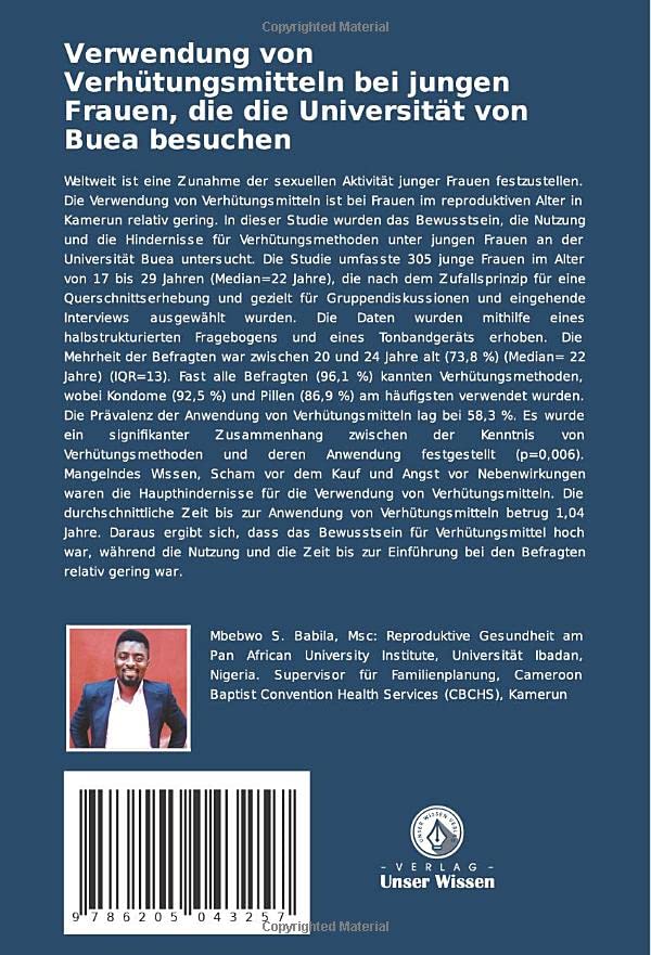 Verwendung von Verhütungsmitteln bei jungen Frauen, die die Universität von Buea besuchen (German Edition)