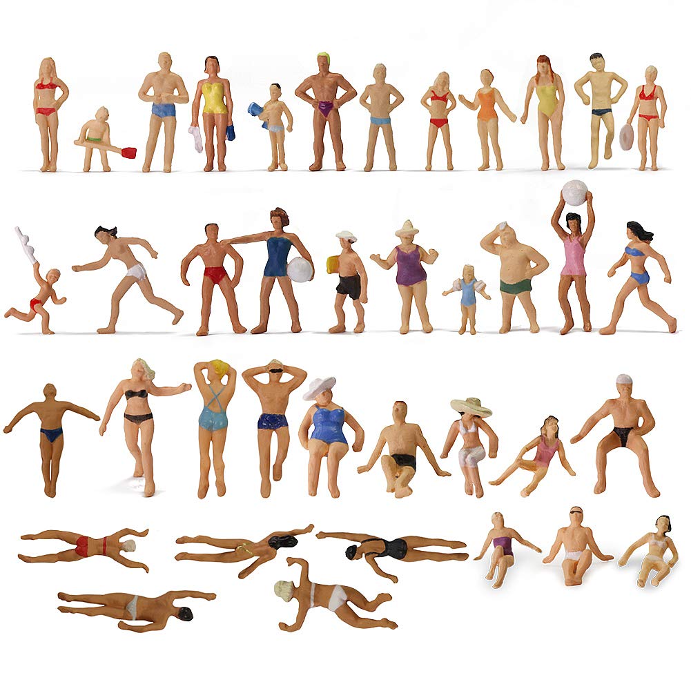 Evemodel P8720 40pcs Model Trains Swimming Figures 1:87 Scale HO Scale People Scenery Layout Landscape Miniature