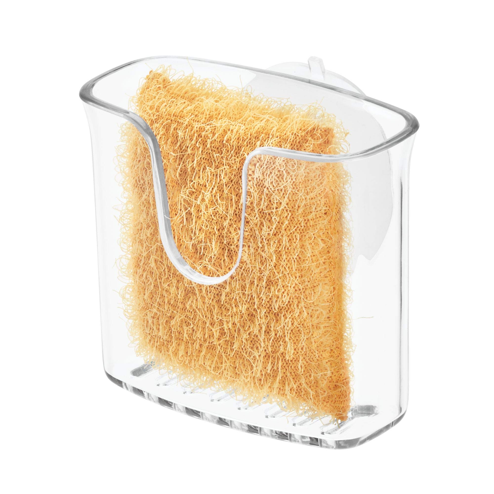iDesign Vella Sponge Holder, Suction Cup Kitchen Sink Organizer - Clear