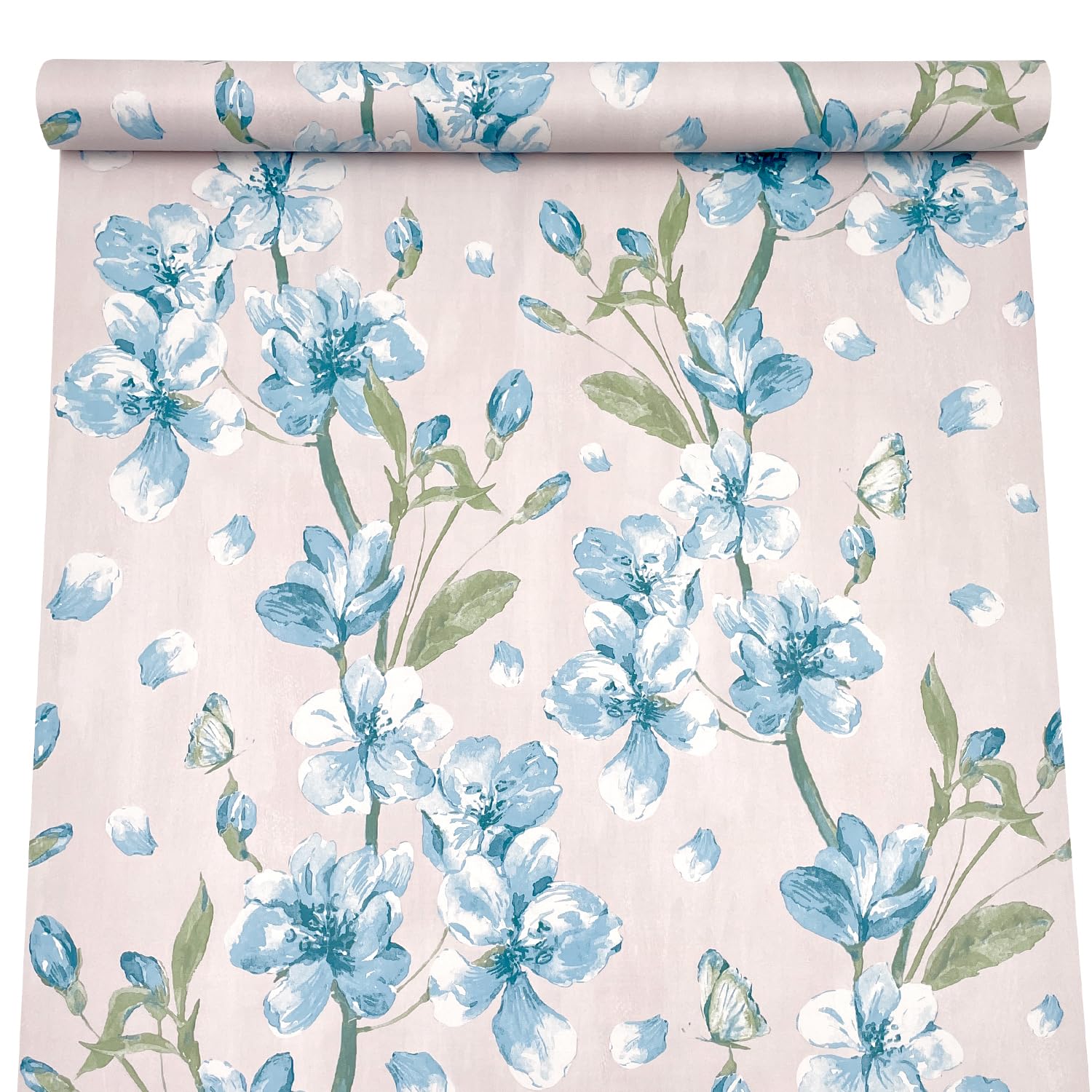 Yifasy Shelf Liner Blue Orchid Self-Adhesive Drawer Paper Furniture Sticker Decorative Flowers 118x17.7 Inch
