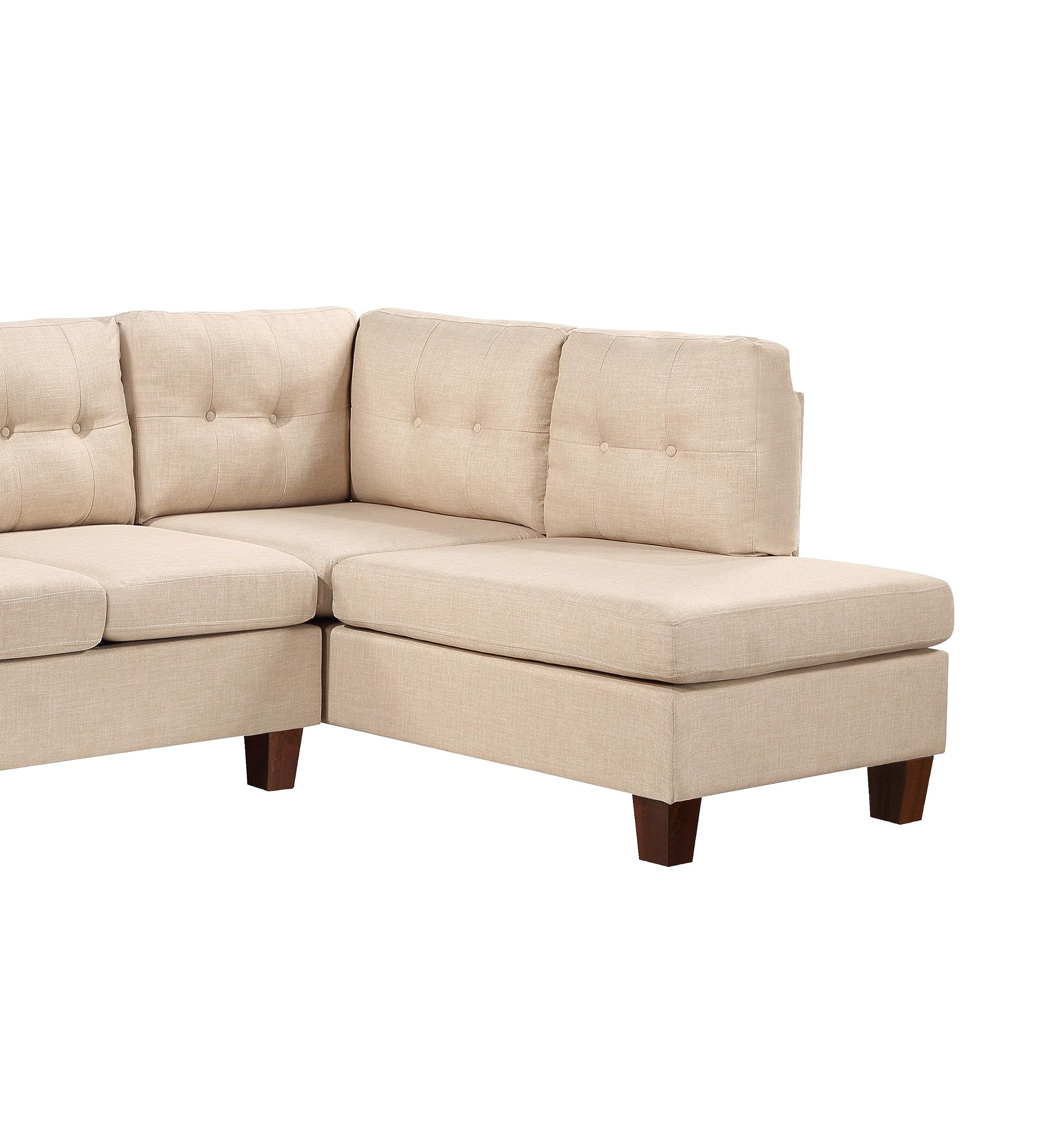 Dalia Khaki Linen Modern Sectional Sofa with Right Facing Chaise