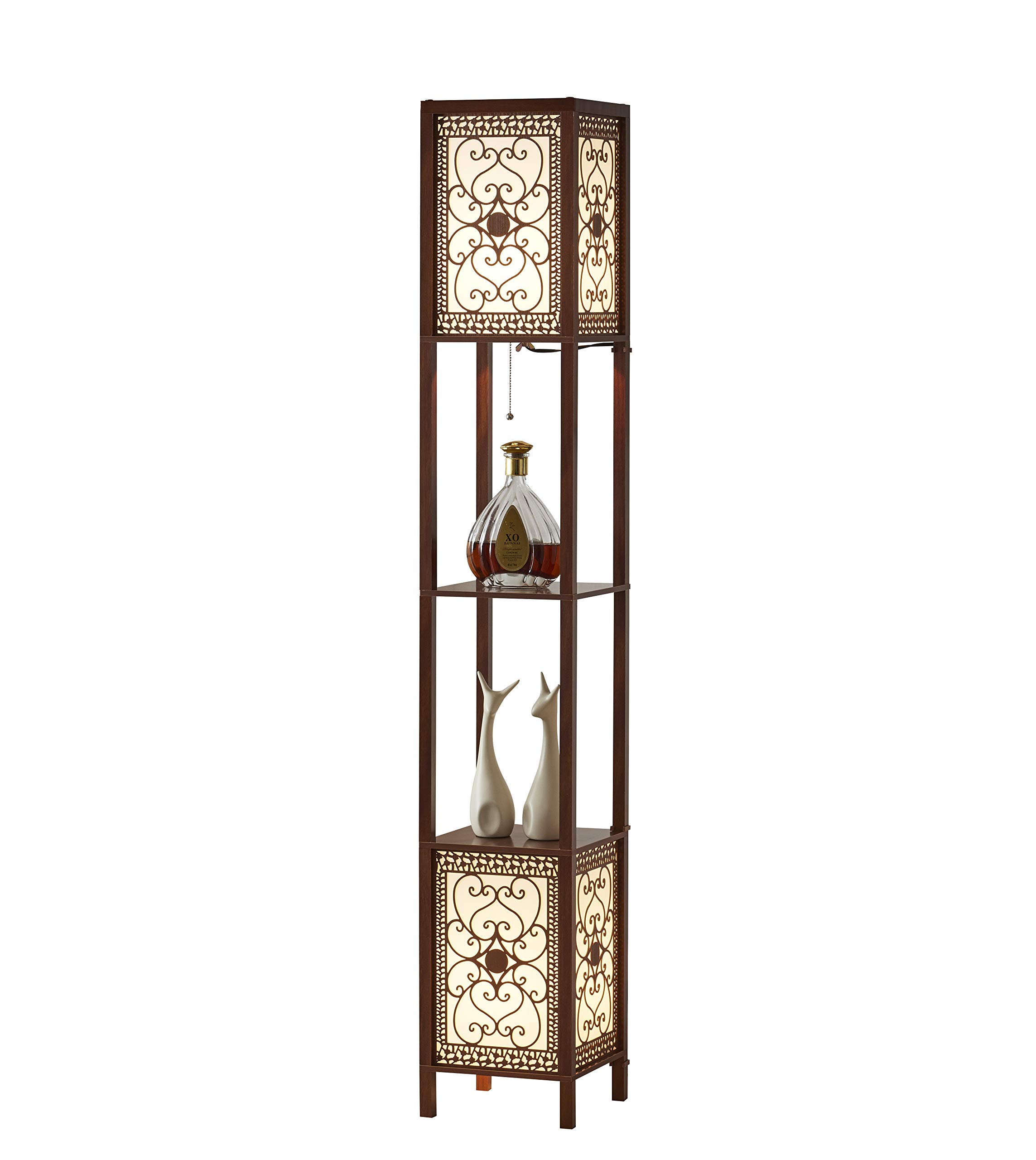Artiva USA Infinity Heart Shelf Floor Lamp, Dark Walnut, 64"" h