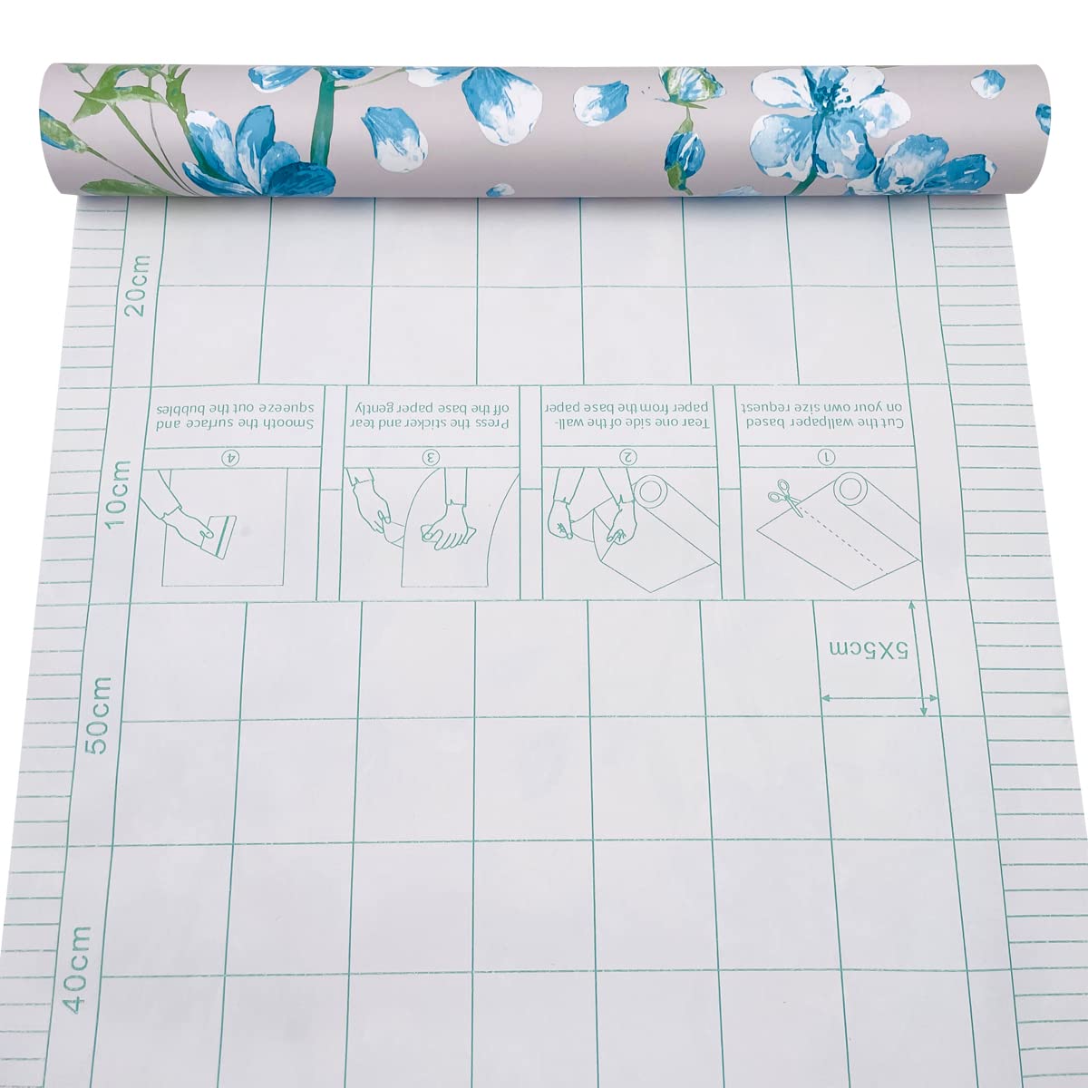 Yifasy Shelf Liner Blue Orchid Self-Adhesive Drawer Paper Furniture Sticker Decorative Flowers 118x17.7 Inch