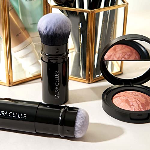 LAURA GELLER NEW YORK Baked Balance-n-Brighten Foundation with Retractable Airbrush Kabuki Brush Makeup Set, Medium (2 PC)