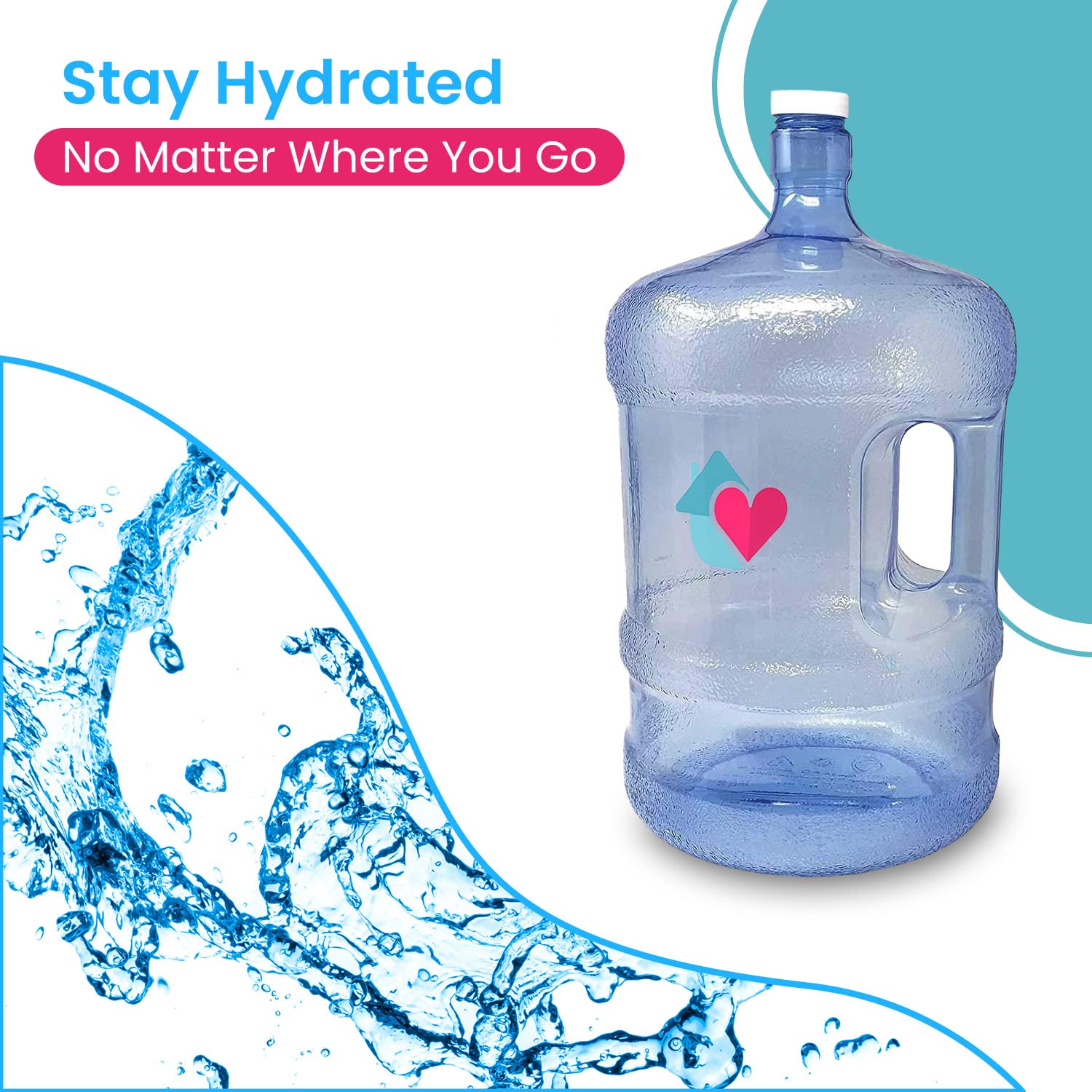 Lavo Home 3 Gallon Water Bottle With Screw Cap, Reusable 3 Gallon Water Container With Easy Grip Handle, BPA Free Water Jug for Home or Camping, 3 Gallon Water Storage Containers, Single Unit