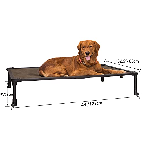 Veehoo Chew Proof Elevated Dog Bed - Cooling Raised Pet Cot - Rustless Aluminum Frame and Durable Textilene Mesh Fabric, Unique Designed No-Slip Feet for Indoor or Outdoor Use, Brown, X Large