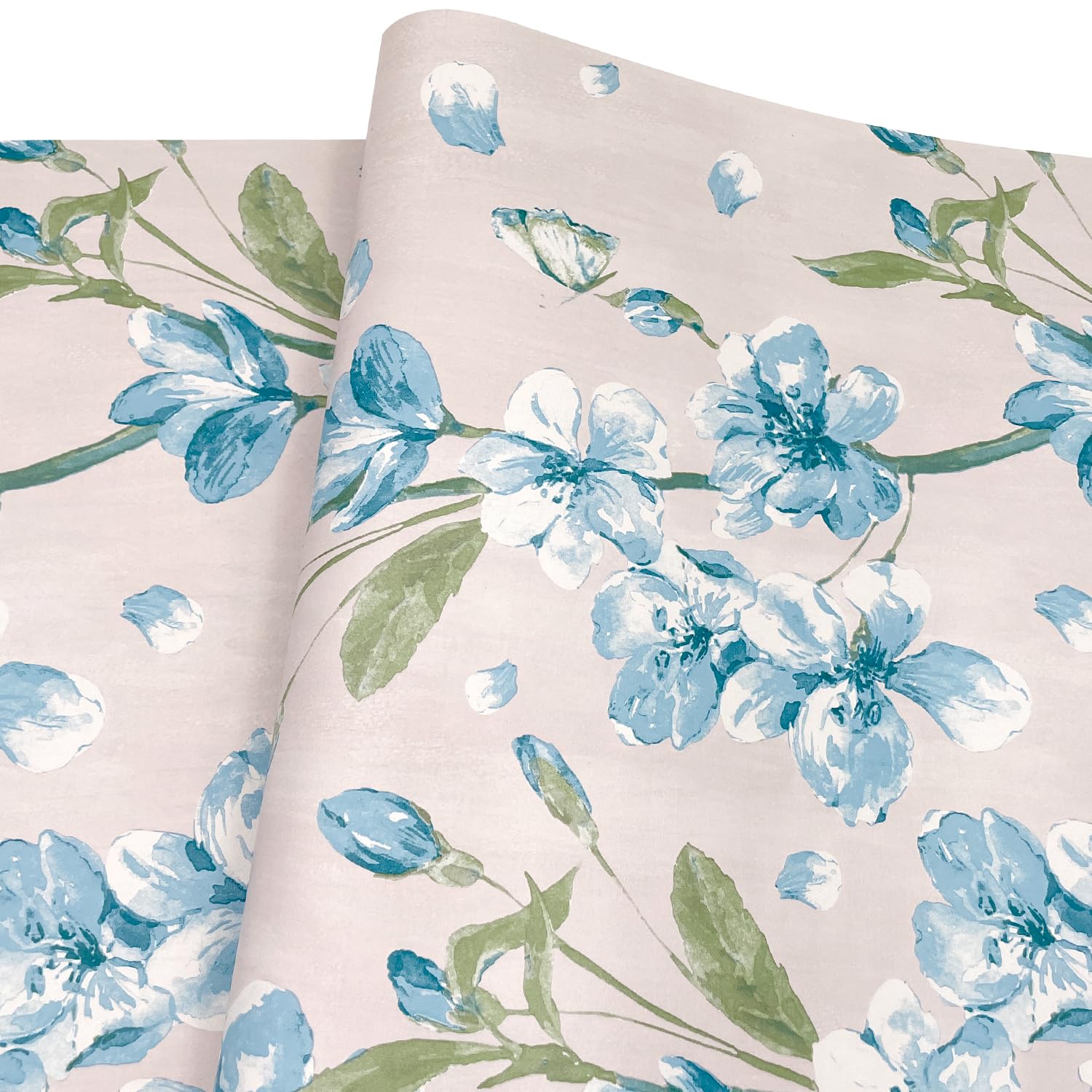 Yifasy Shelf Liner Blue Orchid Self-Adhesive Drawer Paper Furniture Sticker Decorative Flowers 118x17.7 Inch