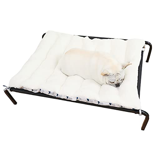 DAPERCI Elevated Dog Bed, Raised Cooling Dog Cot, Stable Frame & Durable Mesh, Portable Dog Cot for Camping or Beach, with Plush Pad White-L Pet beds (Color : White, Size : X-Large)