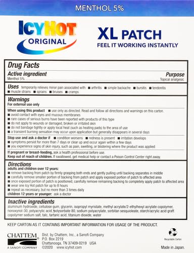 Icy Hot Original XL Pain Relief Patch (3 Count) for Back and Large Areas