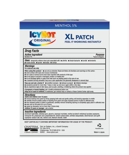 Icy Hot Original XL Pain Relief Patch (3 Count) for Back and Large Areas