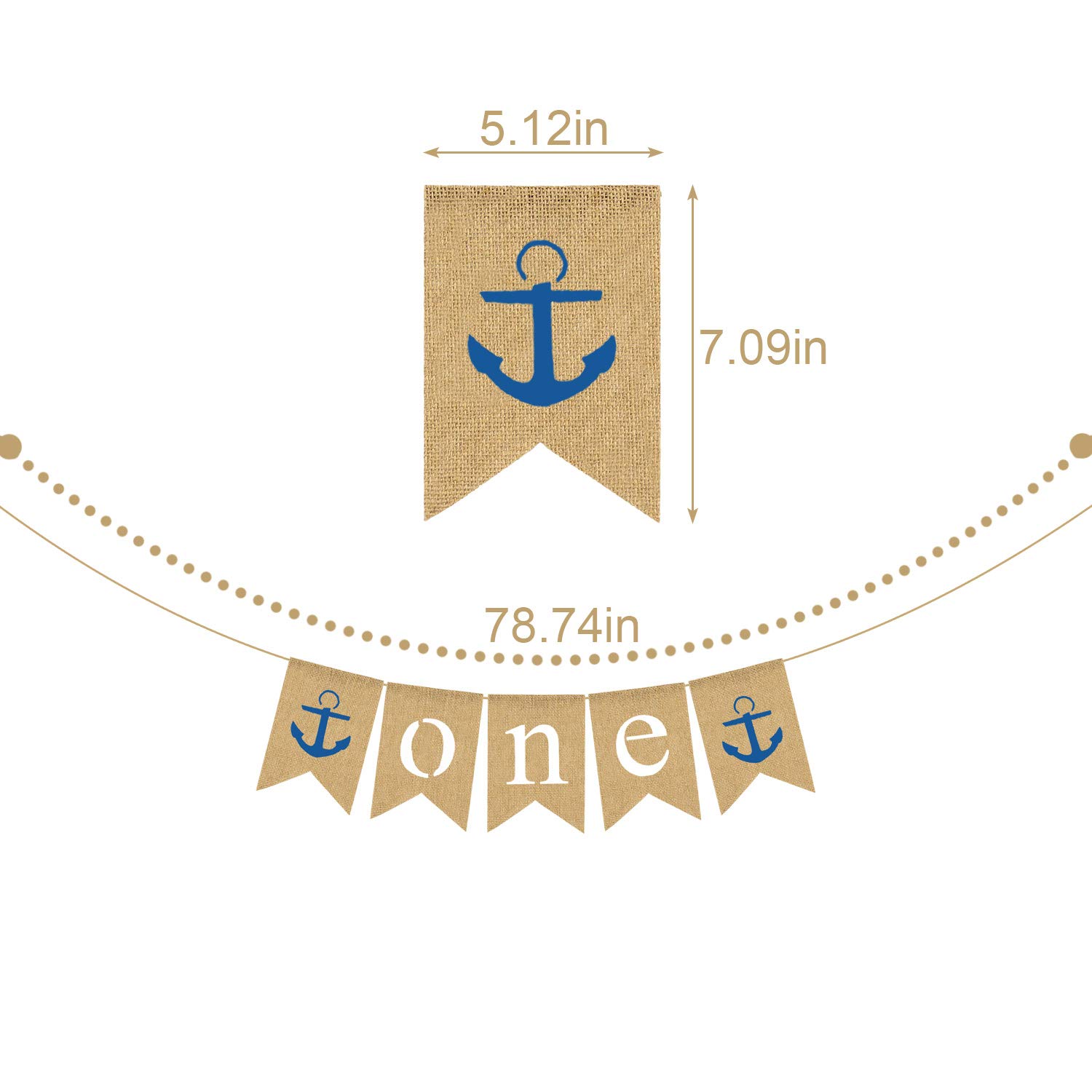 Rainlemon Nautical Boy 1st Birthday High Chair Banner Anchor Sailor One Highchair Bunting Garland Decoration