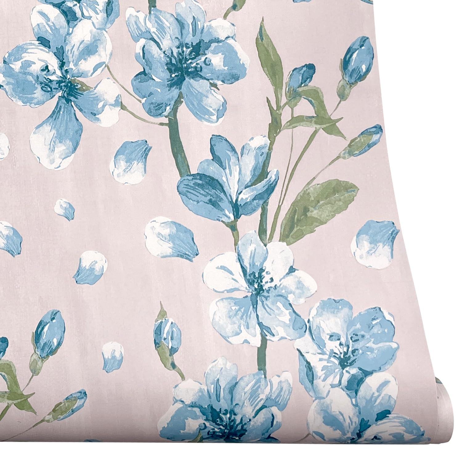 Yifasy Shelf Liner Blue Orchid Self-Adhesive Drawer Paper Furniture Sticker Decorative Flowers 118x17.7 Inch