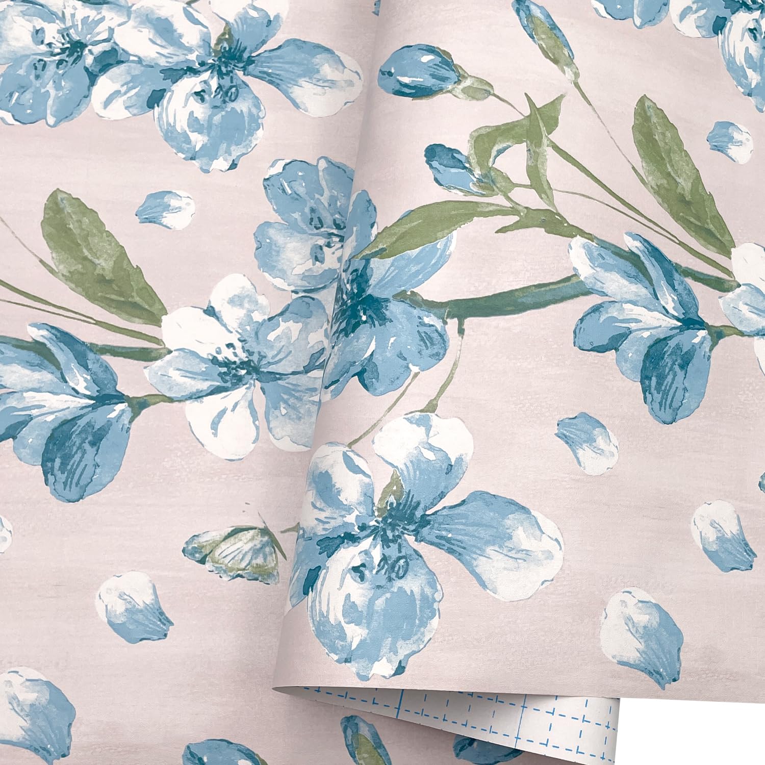 Yifasy Shelf Liner Blue Orchid Self-Adhesive Drawer Paper Furniture Sticker Decorative Flowers 118x17.7 Inch