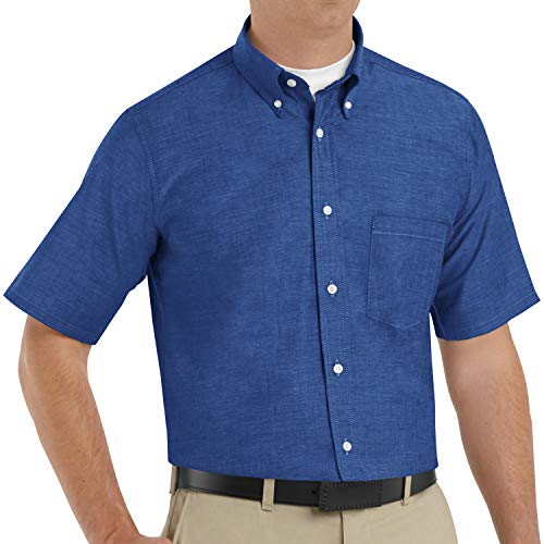 Red Kap mens Executive Oxford Dress Shirt, Short Sleeve Shirt, French Blue, 20 US