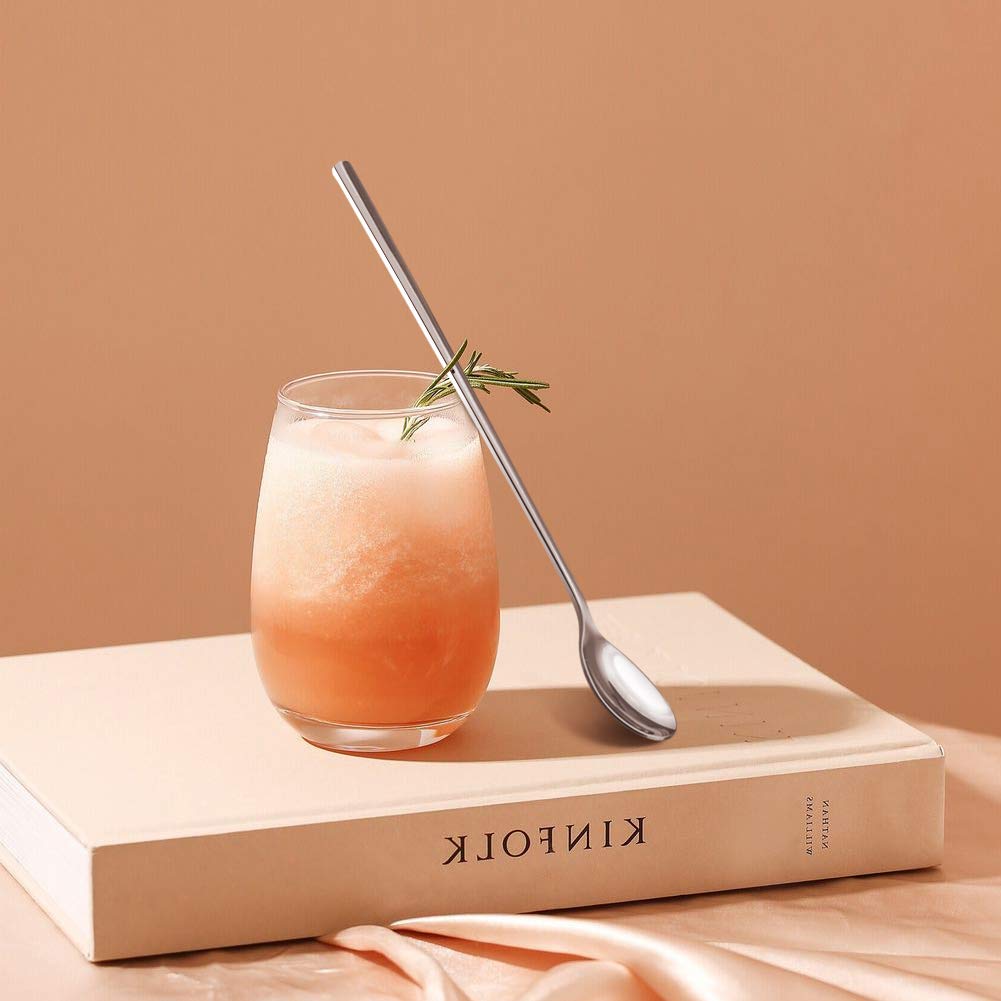 Long Handle Spoon, Coffee Stirrers, 9-inch Ice Tea Spoon, AOOSY Premium 18/10 Stainless Steel Iced Teaspoon for Mothers Milks Tea Mixing Cocktail Stirring Coffee Milkshake Cold Drink, Set of 6