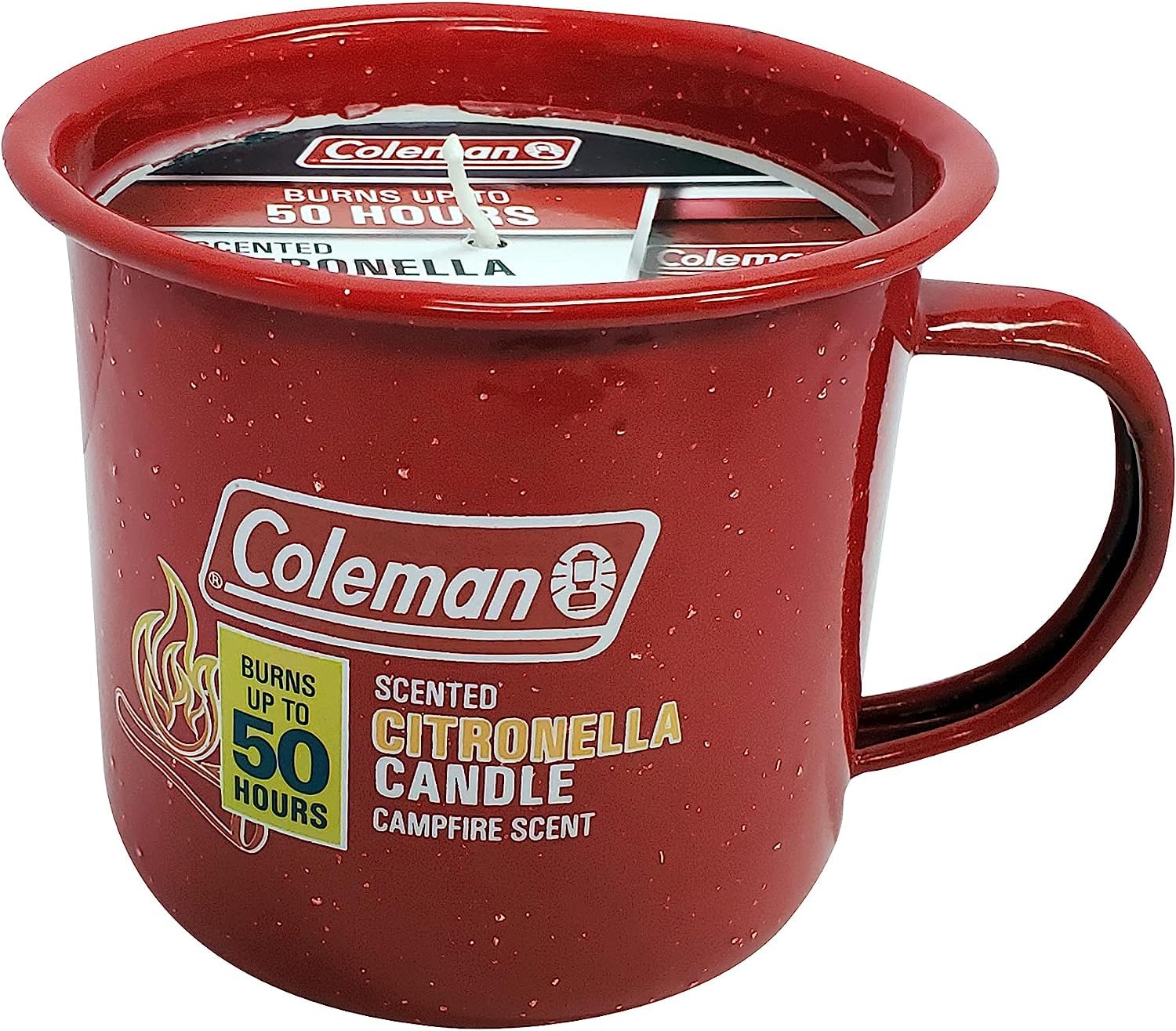 Coleman Scented Outdoor Citronella Candle in Tin Mug, Campfire Scented Rustic Outdoor Camping Candle, Up to 50h Burn Time