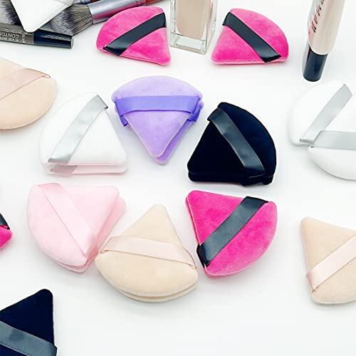 6Pcs Velour Triangle Powder Puff,Soft Pure Cotton Face Makeup Sponge Powder Puffs,Loose Powder Cosmetic Foundation Mineral Powder Wet Dry-Black