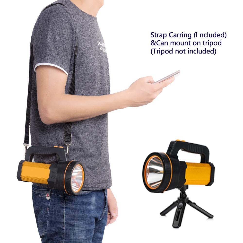 GEPROSMA Multi Functions Rechargeable Flashlight High Lumens,Handheld Spotlight LED 6000 Lumens Super Bright, Large Battery 10000 Long Lasting Powerful Searchlight Plus Side Lantern,Home Outdoor