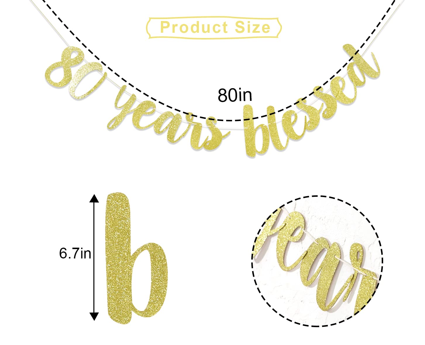 80 Years Blessed Banner - 80th Birthday Banner,80th Birthday Banner Party Decorations,80th Anniversary Banner,80 Birthday Banner Sign