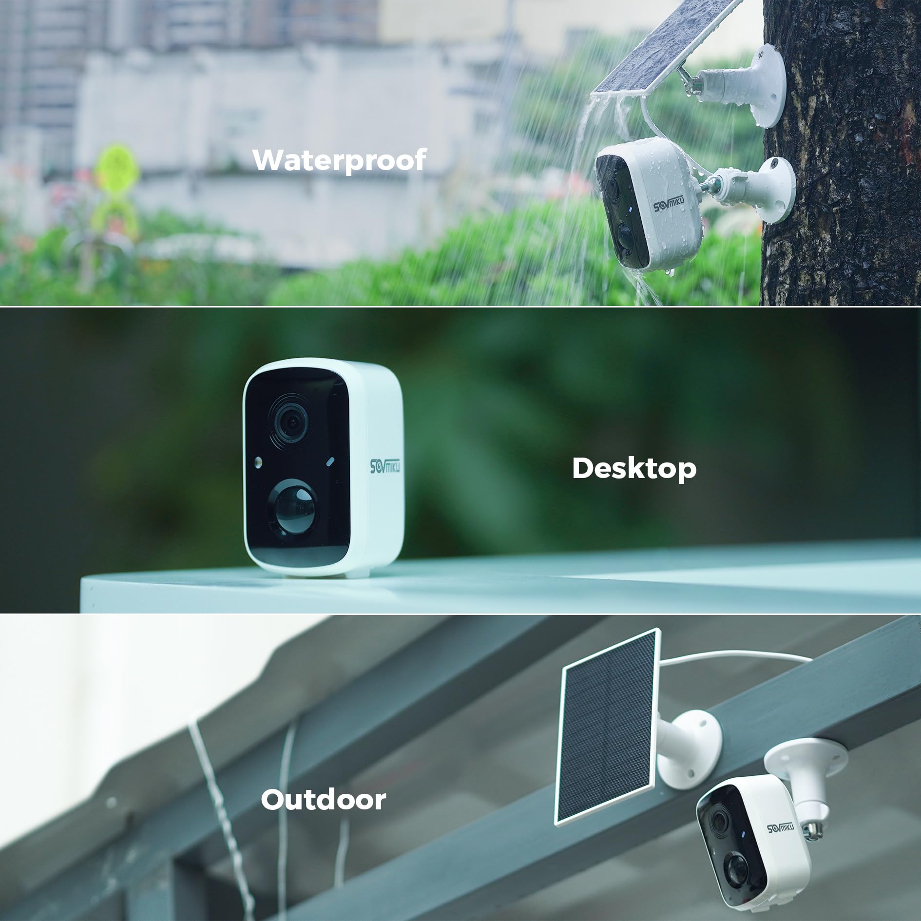 Sovmiku CG3 2K Starlight Color Night Vision,Solar Security Camera Wireless Outdoor,2-years Free Cloud Storage,Easy to Setup,Motion Detection,Two Way Audio,Audible Flashlight Siren,2.4GHz Wi-Fi,SD Slot
