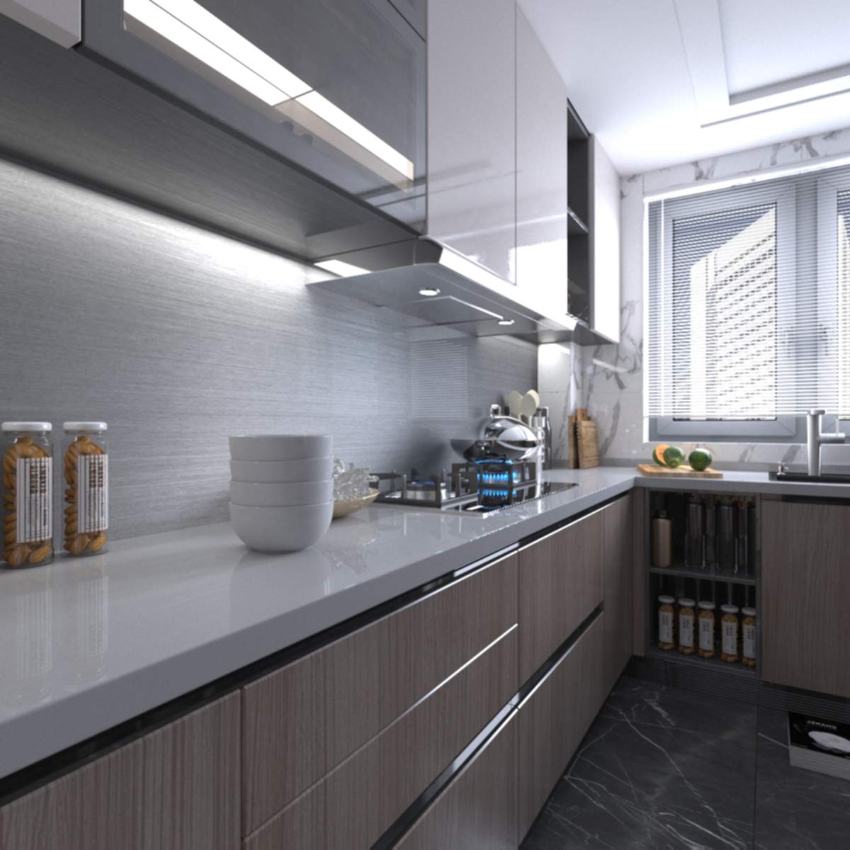 BAYYA Silver Contact Paper【Thicken】Stainless Steel Metallic Look Kitchen Backsplash Wallpaper Peel Stick Oil Proof Waterproof Sticker for Dishwasher Fridge Self Adhsesive Removable Wall Sticks