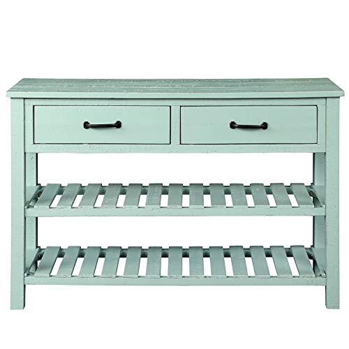 Retro Console Table Sofa Entryway Side Table Furniture with 2 Drawers and 2 Bottom Shelves for Living Room Home Decor