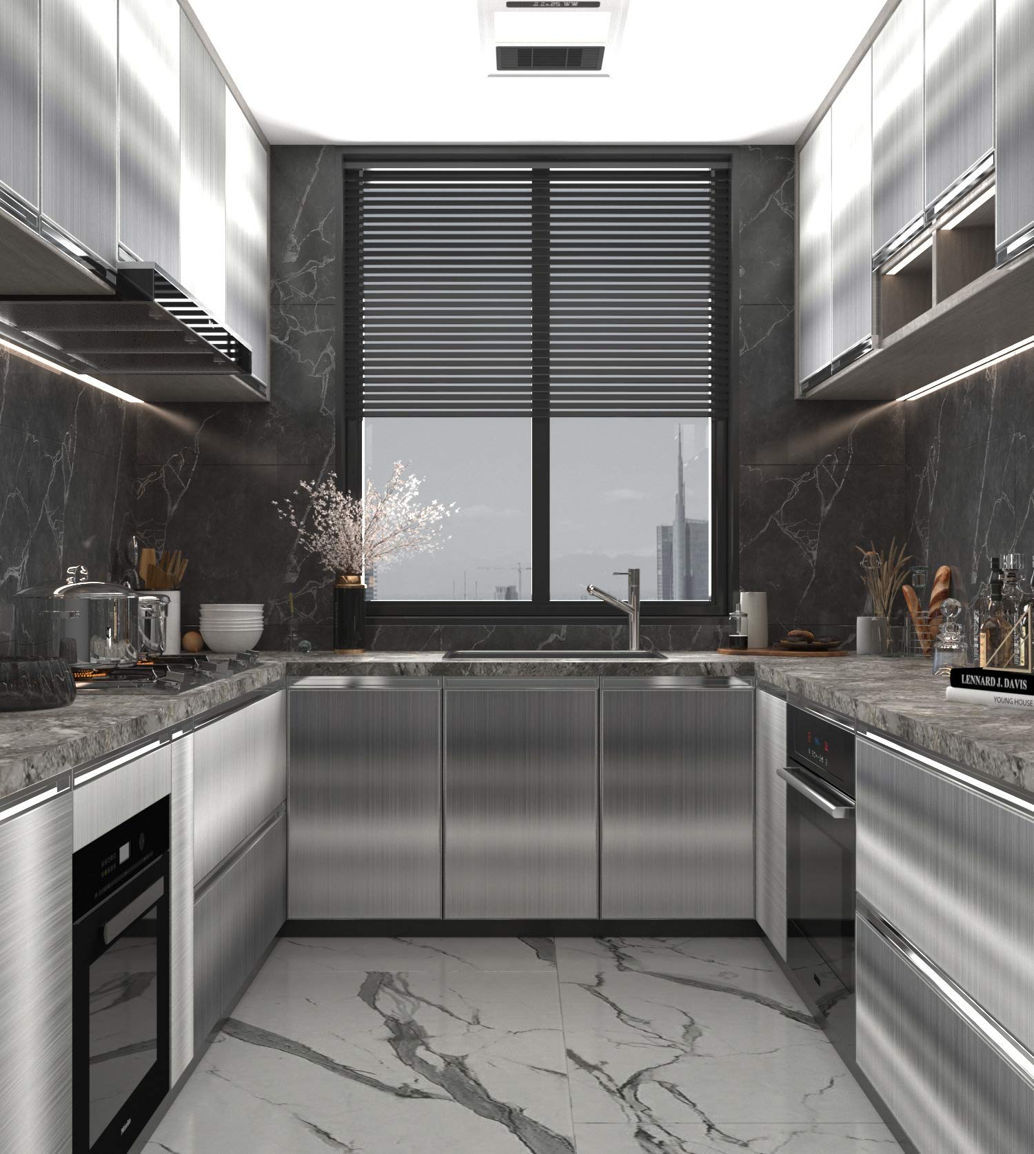 BAYYA Silver Contact Paper【Thicken】Stainless Steel Metallic Look Kitchen Backsplash Wallpaper Peel Stick Oil Proof Waterproof Sticker for Dishwasher Fridge Self Adhsesive Removable Wall Sticks