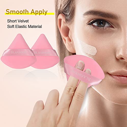 BLAAROOM 6 Pieces Powder Puff Face Makeup Velour Soft Triangle Powder Puffs for Loose Powder Mineral Powder Body Powder Wet Dry Cosmetic Foundation Sponge Makeup Tool - Pink