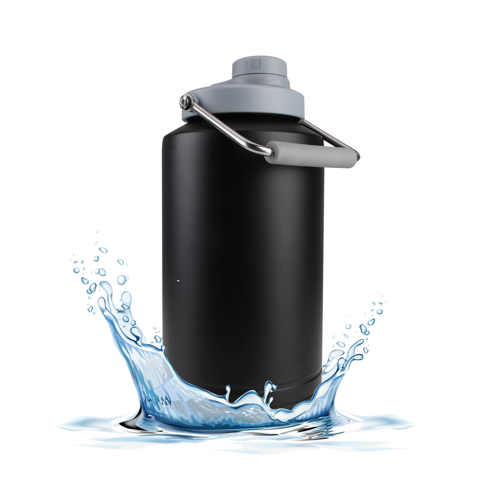 Tahoe Trails 1 Gallon Vacuum Insulated Water Bottle,ONE Gallon Stainless Steel Double Walled Water Jug,18/8 Food-Grade Stainless Steel Insulated Water Bottle for Hot and Cold Drinks Water Bottle,BLACK