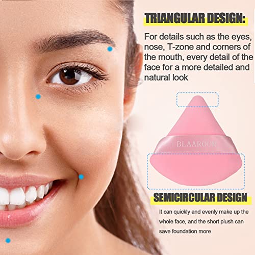 BLAAROOM 6 Pieces Powder Puff Face Makeup Velour Soft Triangle Powder Puffs for Loose Powder Mineral Powder Body Powder Wet Dry Cosmetic Foundation Sponge Makeup Tool - Pink