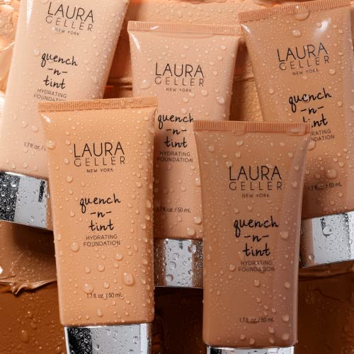 LAURA GELLER NEW YORK Quench-n-Tint Hydrating Foundation - Light/Medium - Sheer to Light Buildable Coverage - Natural Glow Finish - Lightweight Formula with Hyaluronic Acid