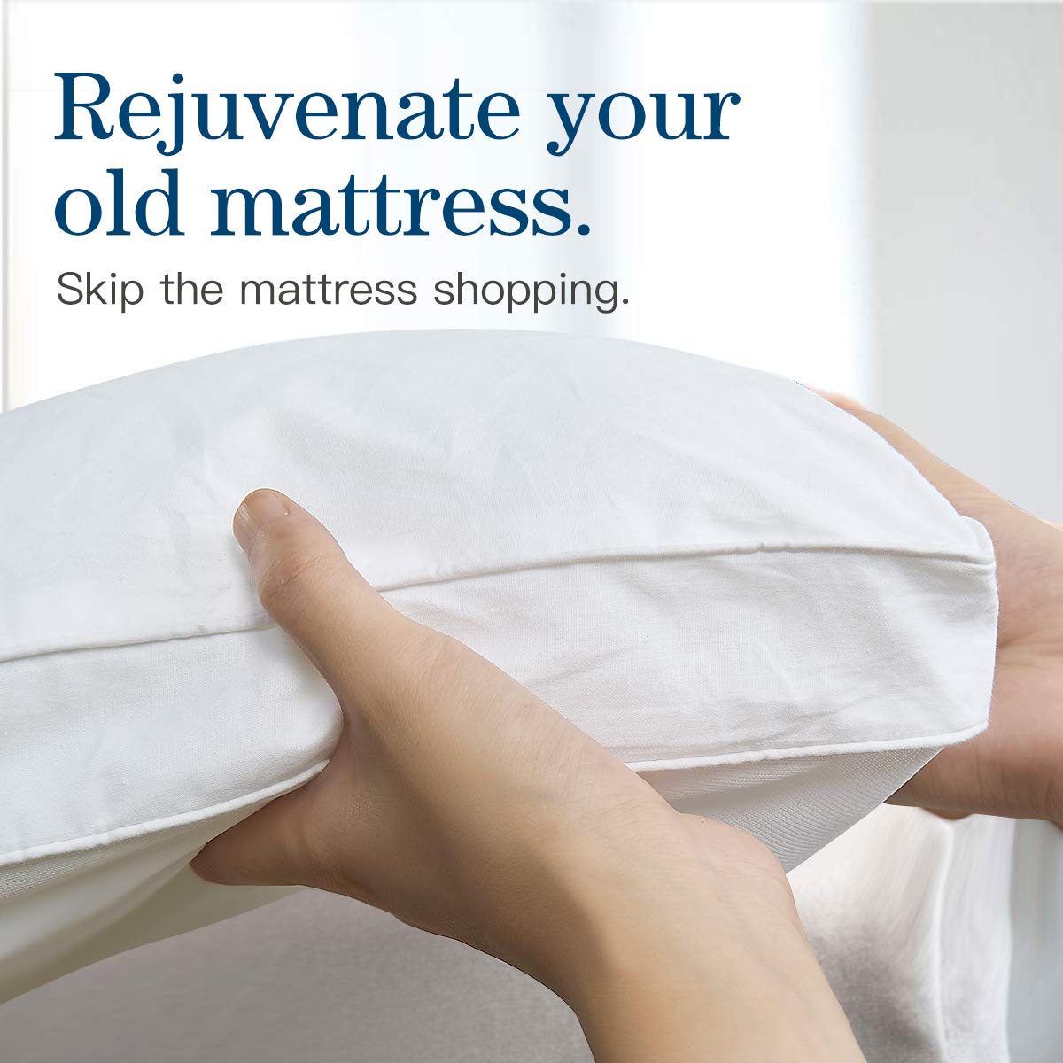COONP Queen Mattress Topper, Extra Thick Pillowtop, Cooling Mattress Topper, Plush Mattress Pad Cover 400TC Cotton Top Protector with 8-21 Inch Deep Pocket 3D Snow Down Alternative Fill