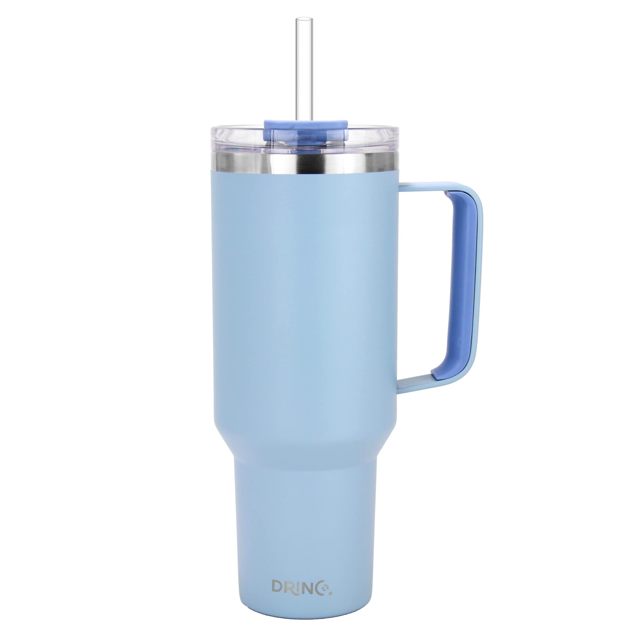 Drinco 40oz 30 oz Tumbler with Handle, Straw Lid, Insulated Stainless Steel Travel Mug Water Bottle Ice Coffee Cup For Cold and Hot, BigSur (40oz, Sky Blue)