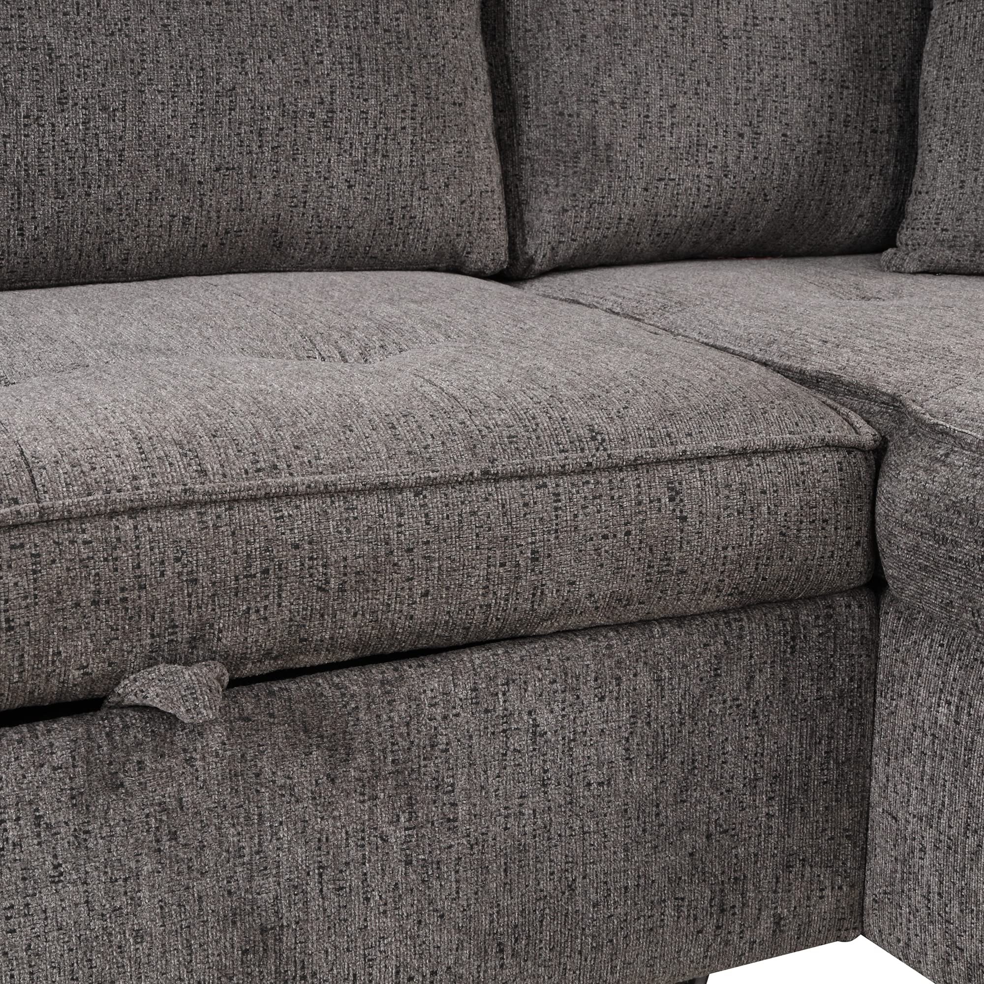 FANYE Corner Sectional Sleeper Reversible Storage Chaise, Modern Convertible Practical Sofa Pull Out Sleep Couch Bed for Home Apartment Office Sofabed, Charcoal Gray 2 Stools 104.5" W