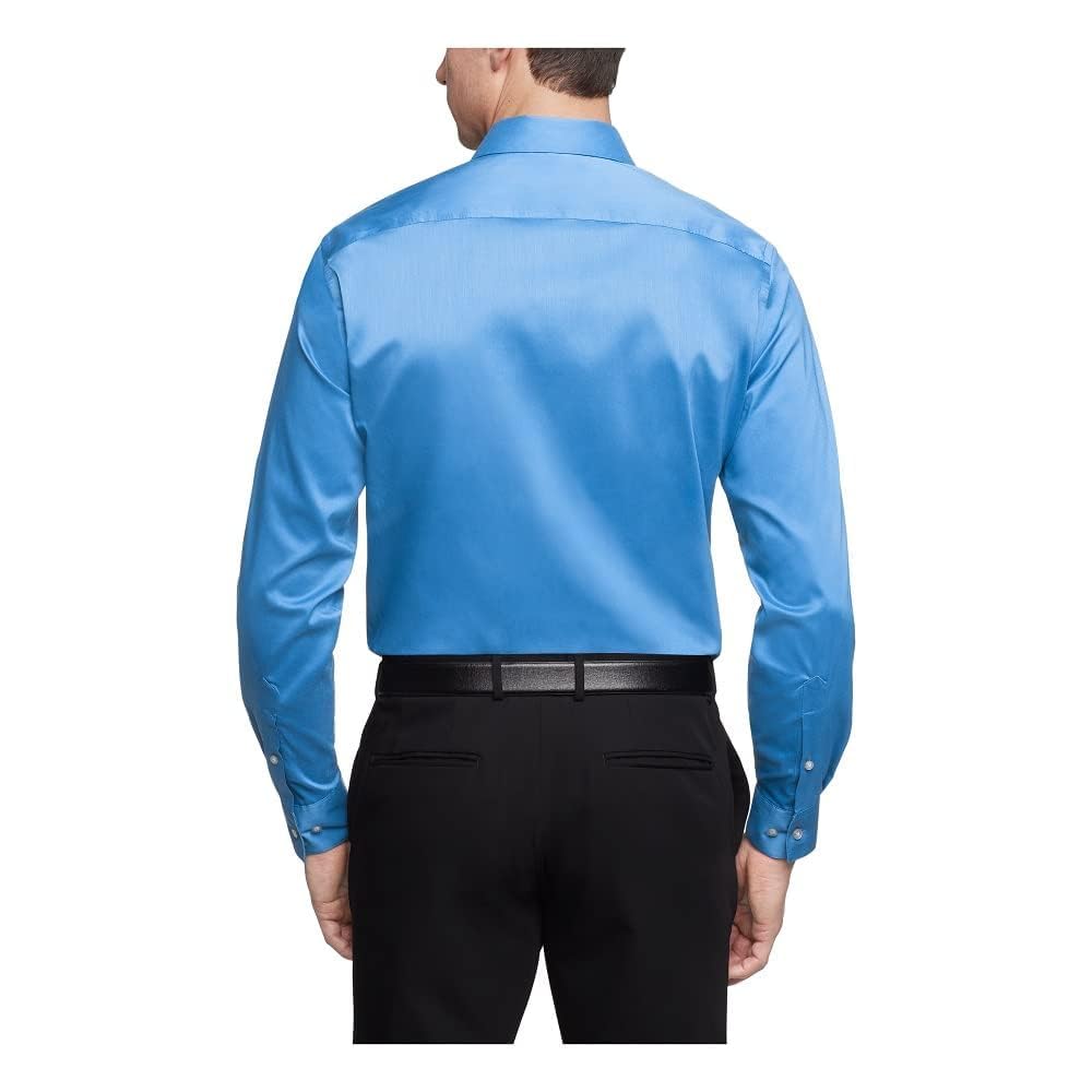 Van Heusen Men's Dress Shirt Regular Fit Ultra Wrinkle Free Flex Collar Stretch Solid, Blue Frost, 16"-16.5" Neck 34"-35" Sleeve
