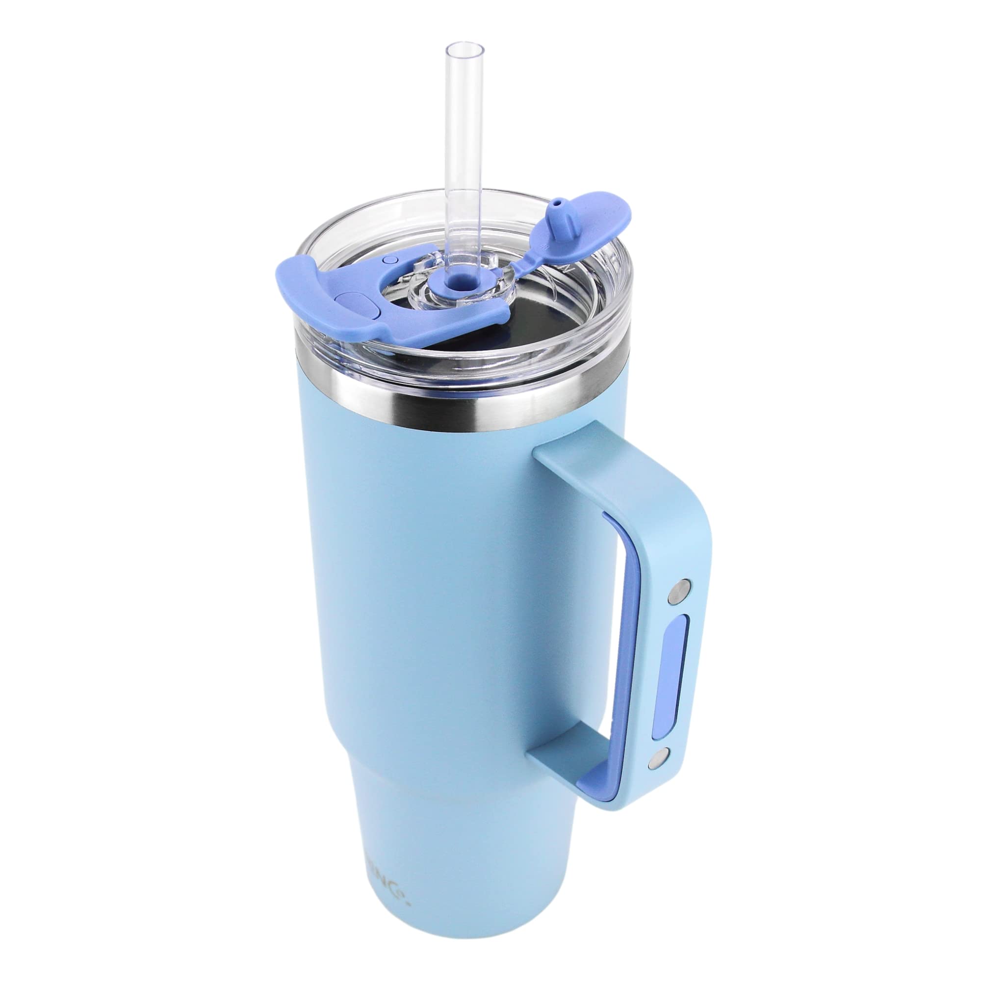 Drinco 40oz 30 oz Tumbler with Handle, Straw Lid, Insulated Stainless Steel Travel Mug Water Bottle Ice Coffee Cup For Cold and Hot, BigSur (40oz, Sky Blue)