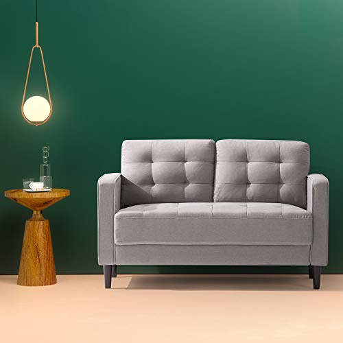 ZINUS Benton Loveseat Sofa / Grid Tufted Cushions / Easy, Tool-Free Assembly, Stone Grey