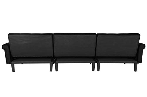 YUNLife&Home Velvet Convertible Sleeper Sofa Bed, Reversible Sectional L-Shaped Couch with 2 Pillows and Right Chaise Lounge for Living Room Apartment Office Studio Furniture Sets