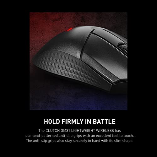 MSI Clutch GM31 Lightweight Wireless Ergonomic Gaming Mouse & Charging Dock, 12K DPI Optical Sensor, 60M Omron Switches, Fast-Charging 110Hr Battery, RGB Mystic Light, 5 Programmable Buttons, PC/Mac
