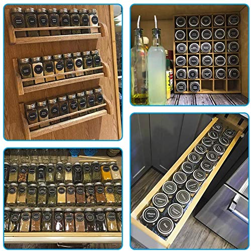AOZITA 48 Pcs Glass Spice Jars/Bottles - 4oz Empty Square Spice Containers with Spice Labels - Shaker Lids and Airtight Metal Caps - Silicone Collapsible Funnel Included