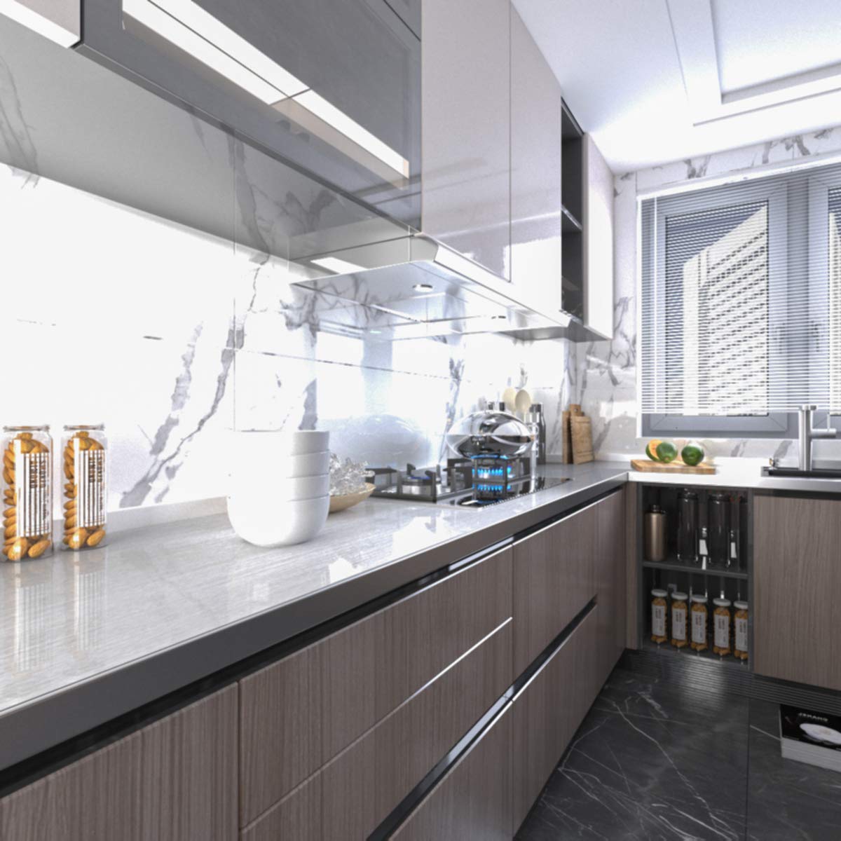 BAYYA Silver Contact Paper【Thicken】Stainless Steel Metallic Look Kitchen Backsplash Wallpaper Peel Stick Oil Proof Waterproof Sticker for Dishwasher Fridge Self Adhsesive Removable Wall Sticks