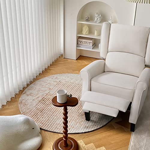 COOLDEX Wingback Recliner Chair with Heat & Massage Feature, Tufted Fabric Accent Chair Sofa for Reading, Living Room and Bedroom (Beige)