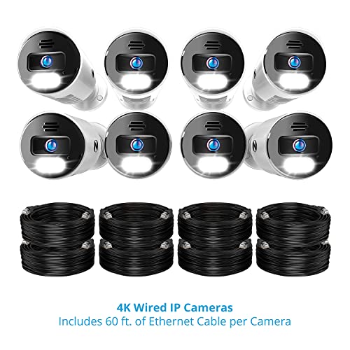 Night Owl 8 Channel Bluetooth Video Home Security Camera System with (8) Wired IP 4K HD Indoor/Outdoor Spotlight Cameras with Audio and 2TB Hard Drive (Expandable up to 12 Cameras)