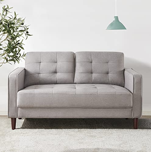 ZINUS Benton Loveseat Sofa / Grid Tufted Cushions / Easy, Tool-Free Assembly, Stone Grey