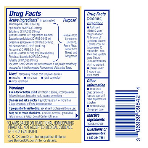 Boiron ColdCalm On The Go Cold Relief for Sneezing, Runny Nose, Nasal Congestion, and Sore Throat - 2 Count (160 Pellets)