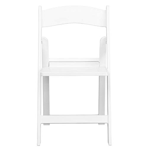 Flash Furniture 2 Pack HERCULES Series 1000 lb. Capacity White Resin Folding Chair with Slatted Seat